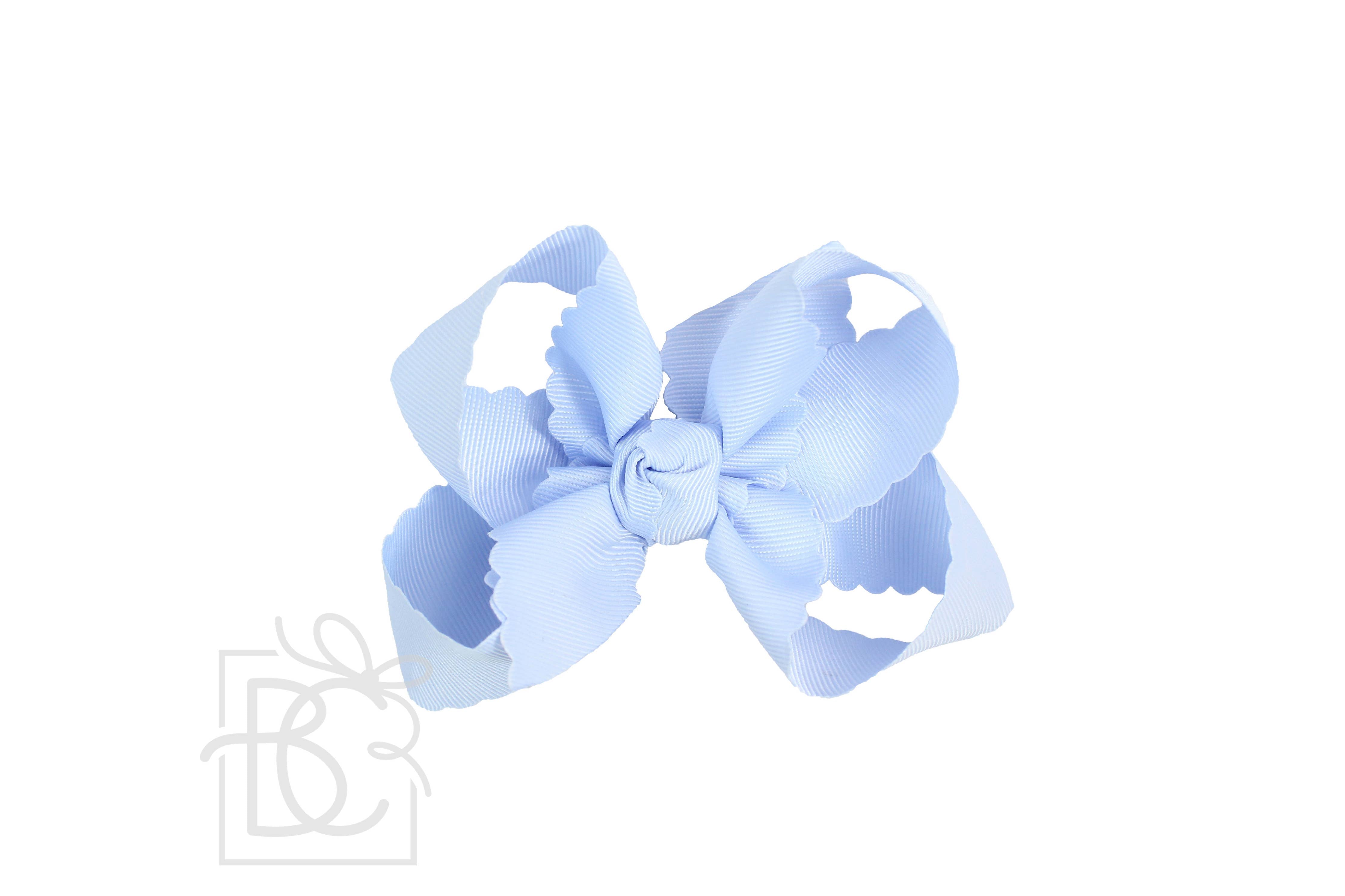 SCALLOPED EDGE BOW: Millennium Blue / 4.5" Large - 1.5" Ribbon on Alli ...