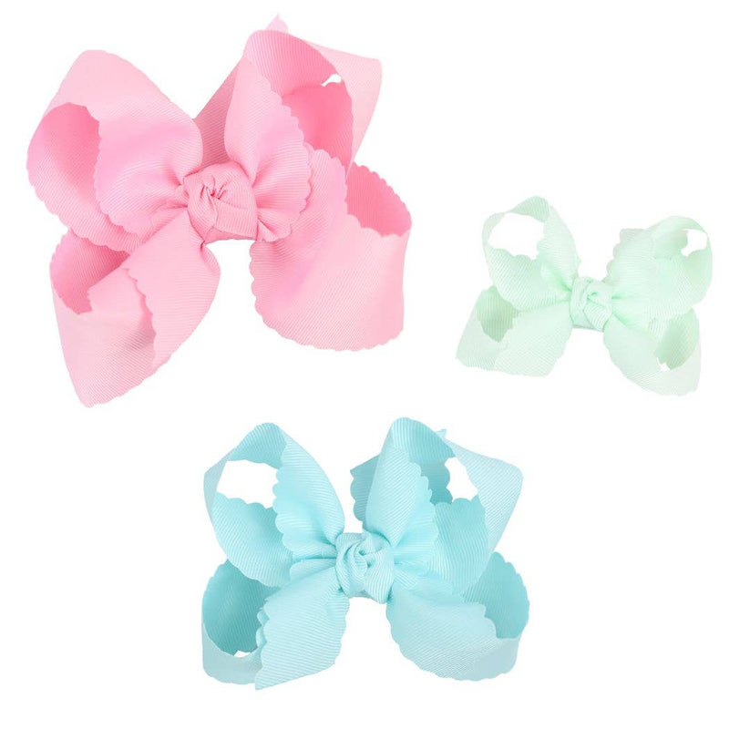 SCALLOPED EDGE BOW: Millennium Blue / 4.5" Large - 1.5" Ribbon on Alli ...
